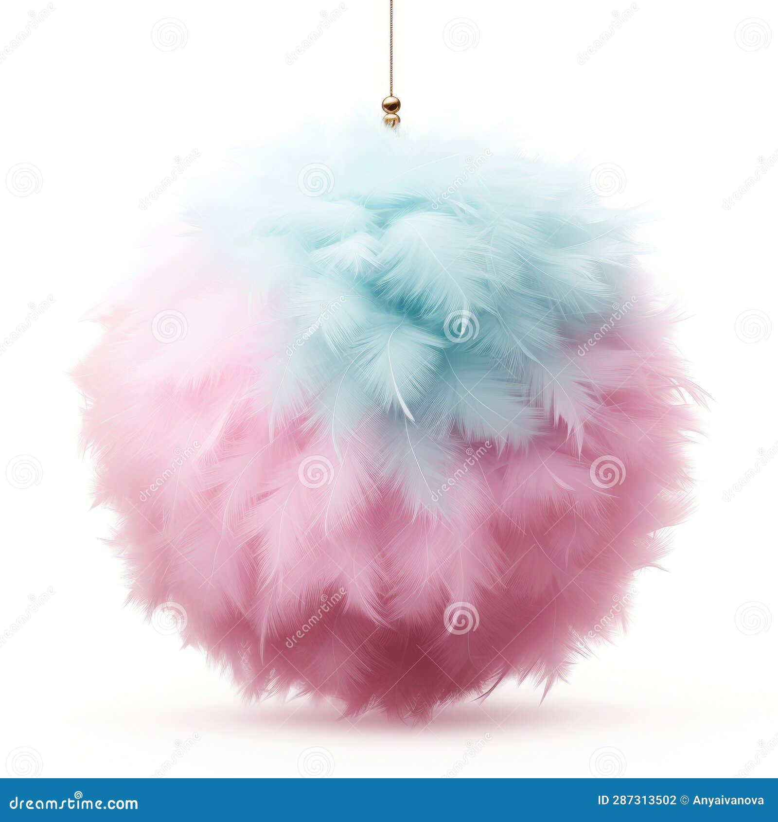 A Pink and Blue Fluffy Ball Hanging from a String. Stock Illustration ...