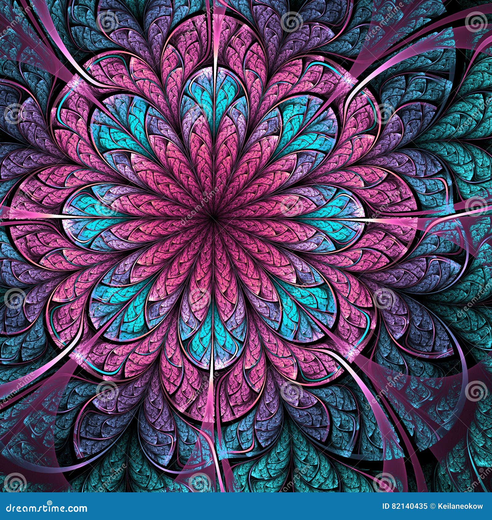 Pink And Blue Fractal Flower Stock Illustration Illustration Of