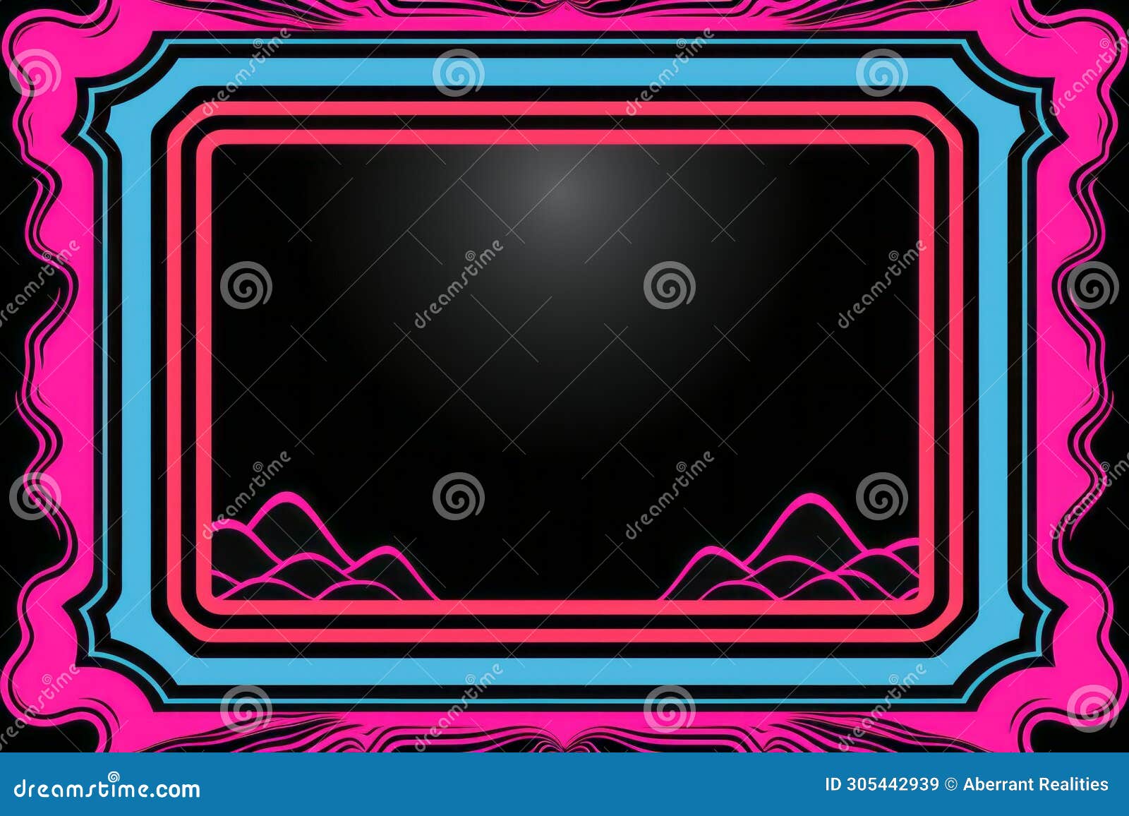 A Pink and Blue Frame with a Black Background Stock Illustration ...