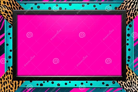 A Pink and Blue Frame with Leopard Print on it Stock Illustration ...