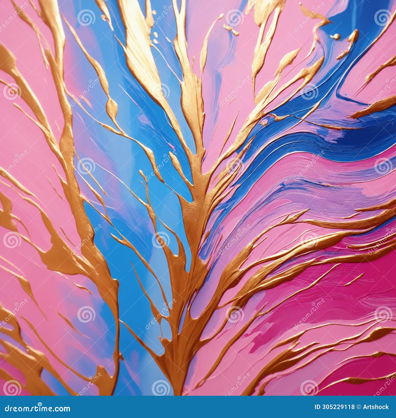 Pink blue and gold paint stock illustration. Illustration of gold ...