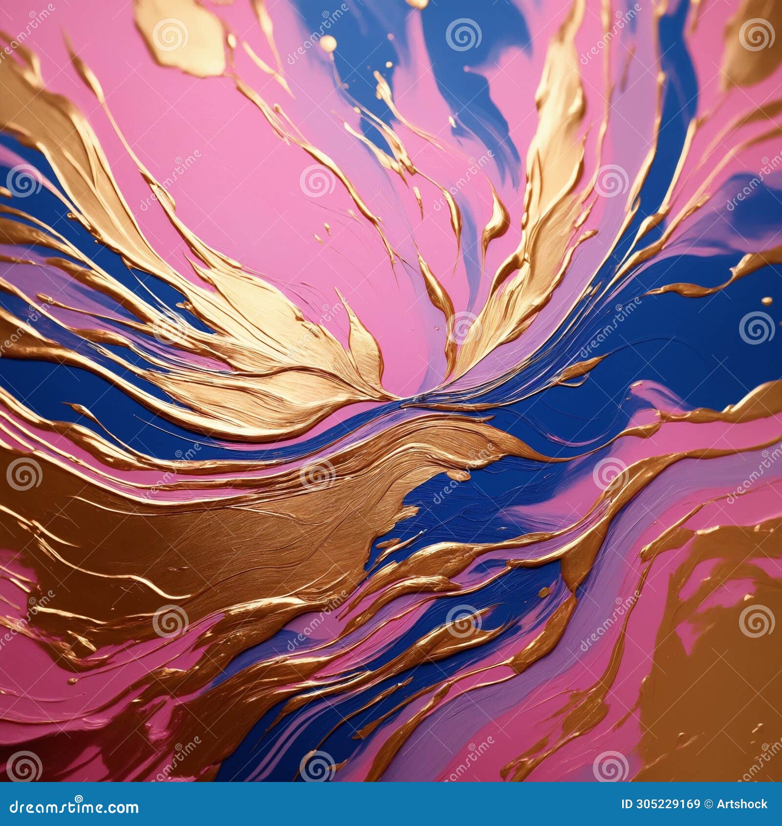 Pink blue and gold paint stock illustration. Illustration of golden ...