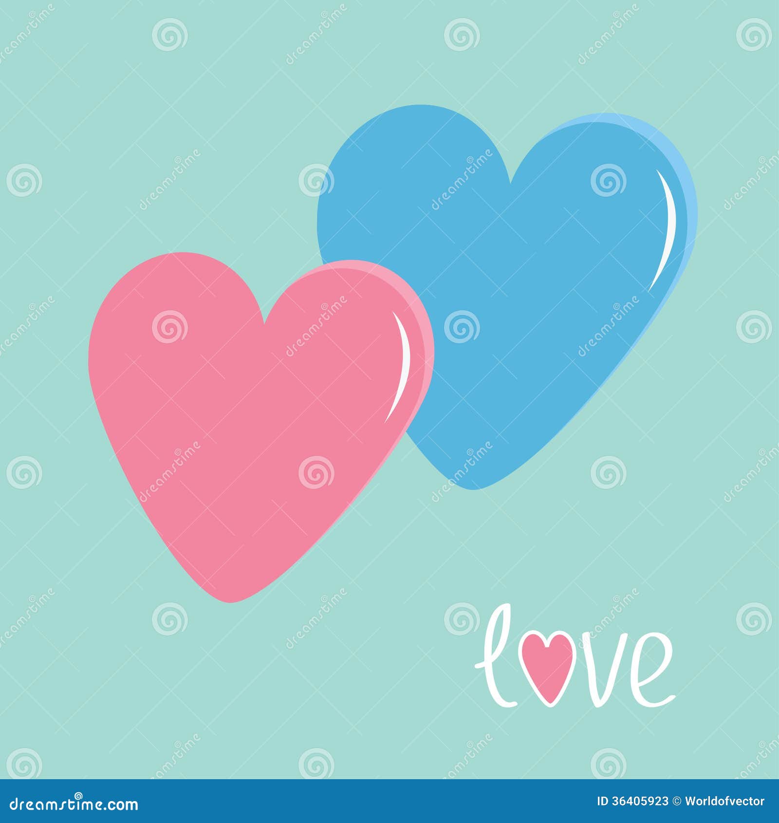 Pink and Blue Hearts. Love Card Stock Vector - Illustration of ...