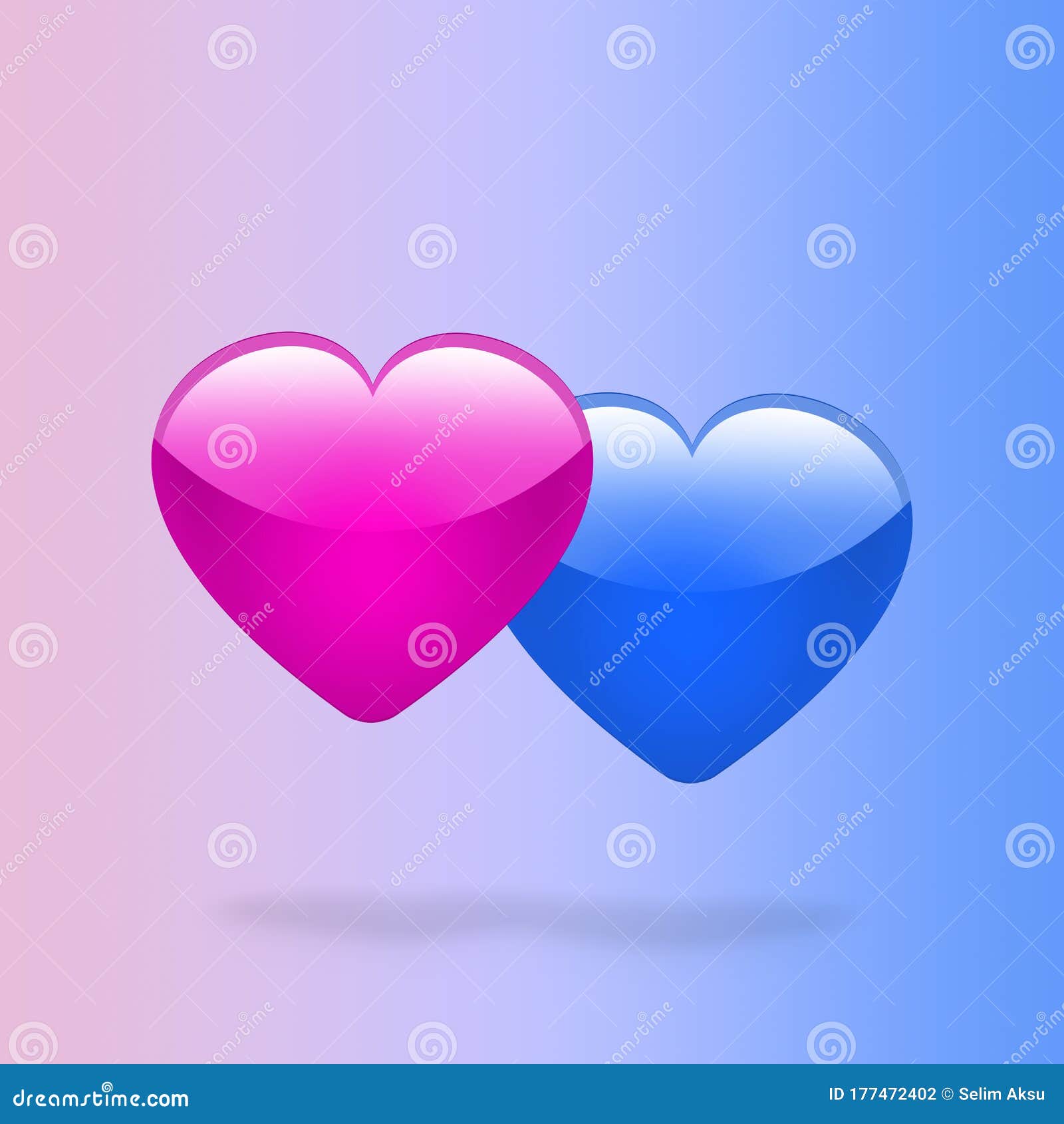 Pink and Blue Hearts Together. Stock Illustration - Illustration of ...