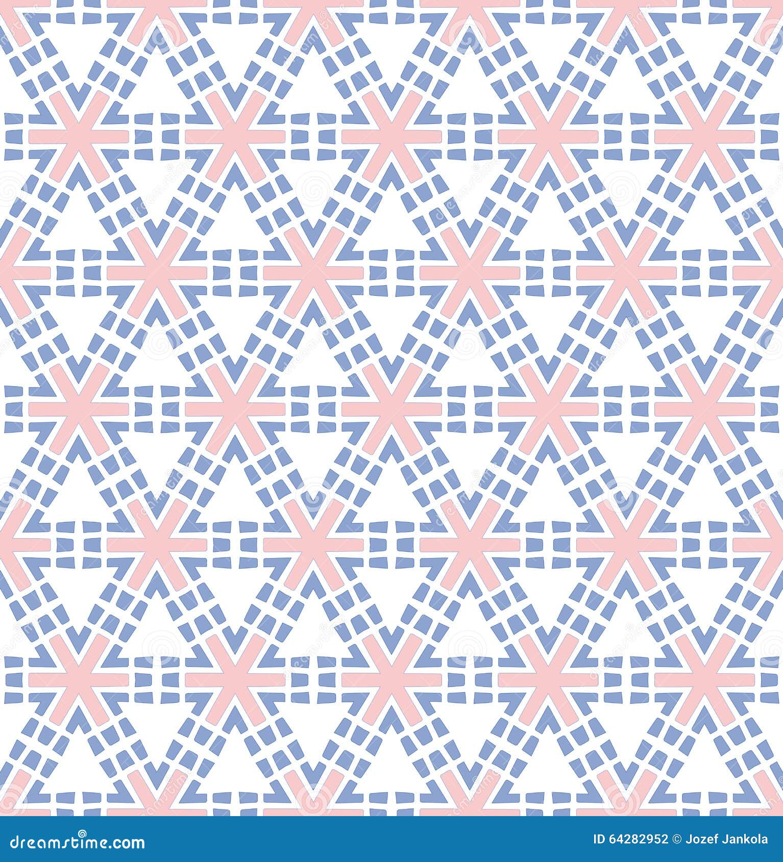 Pink Blue Hexagonal Flower Pattern Stock Illustration - Illustration of ...