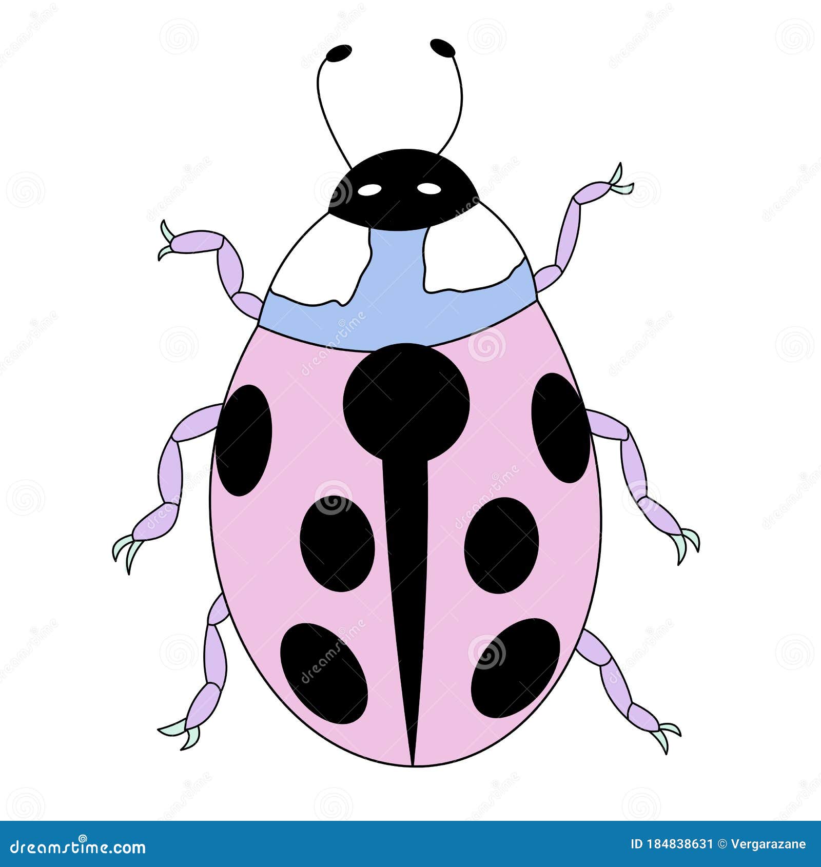 Pink and Blue Ladybug with Spots Stock Illustration - Illustration of ...