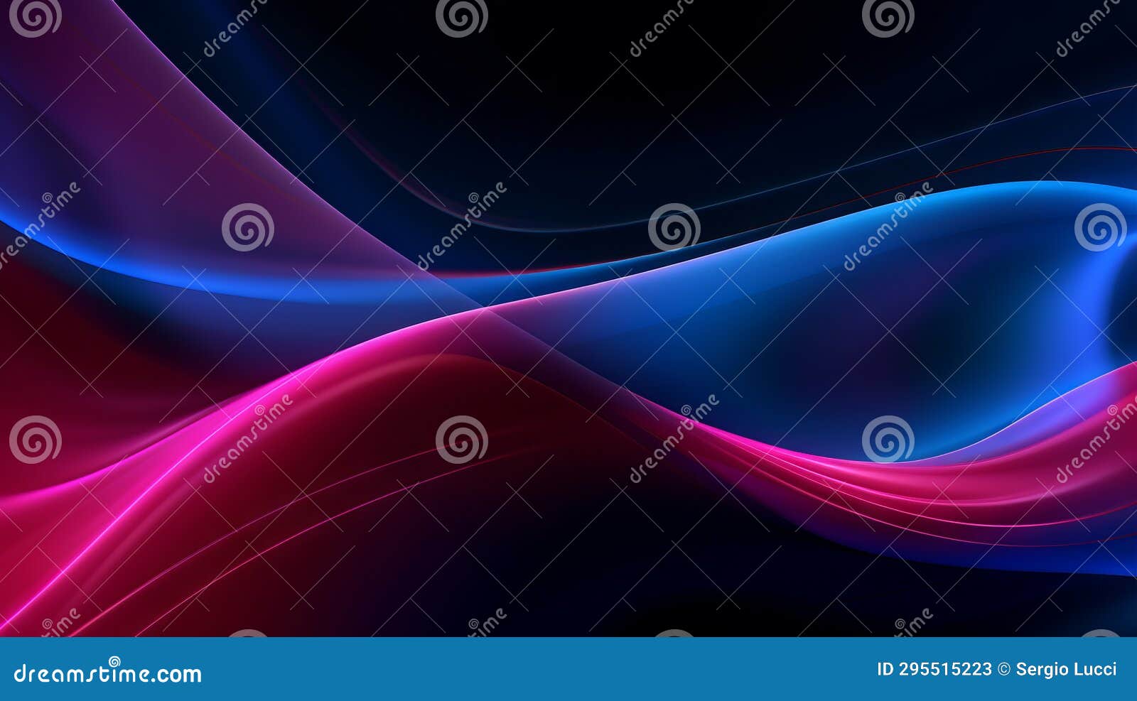 Pink and Blue Lines on a Dark Background. Gradient Flowing Wave Lines ...