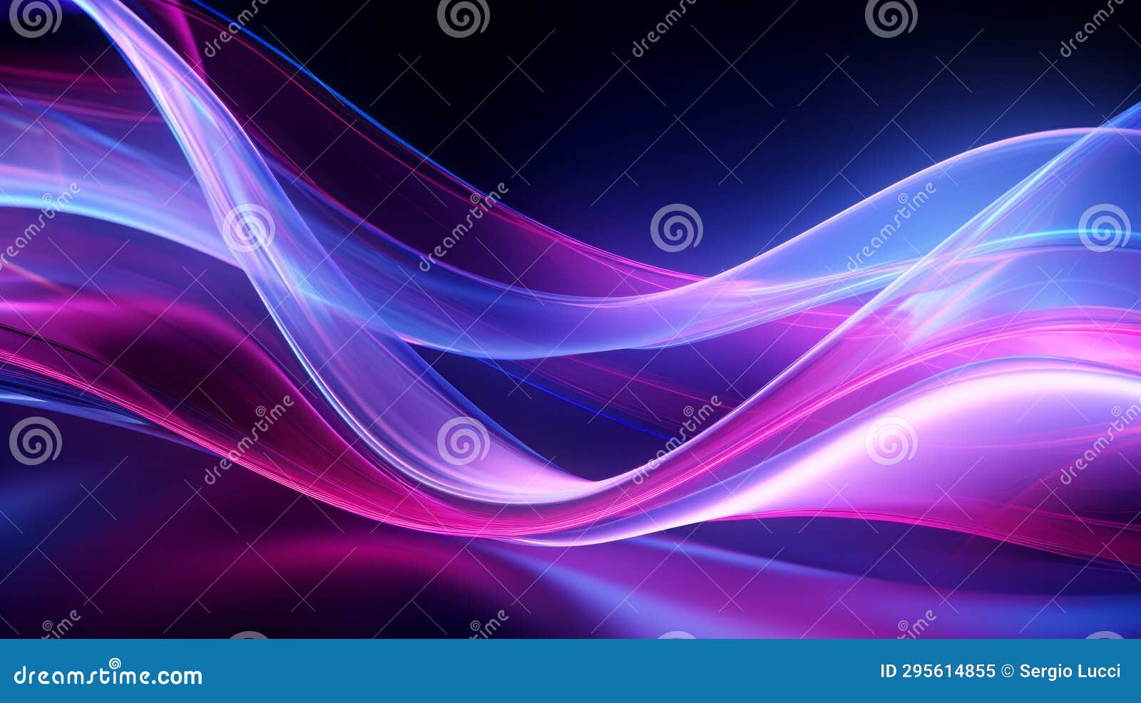 Pink and Blue Lines on a Dark Background. Gradient Flowing Wave Lines ...