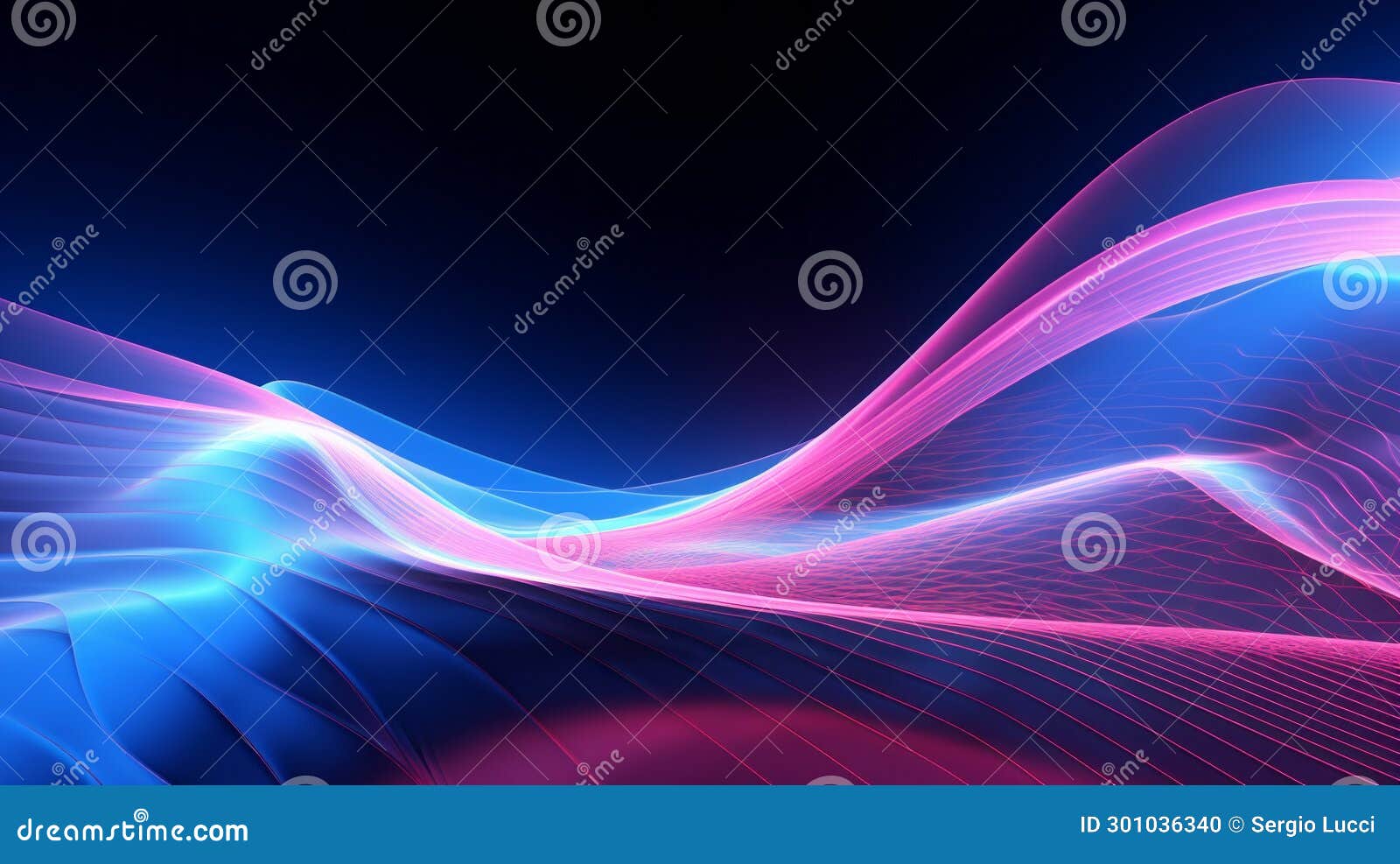 Pink and Blue Lines on a Dark Background. Gradient Flowing Wave Lines ...