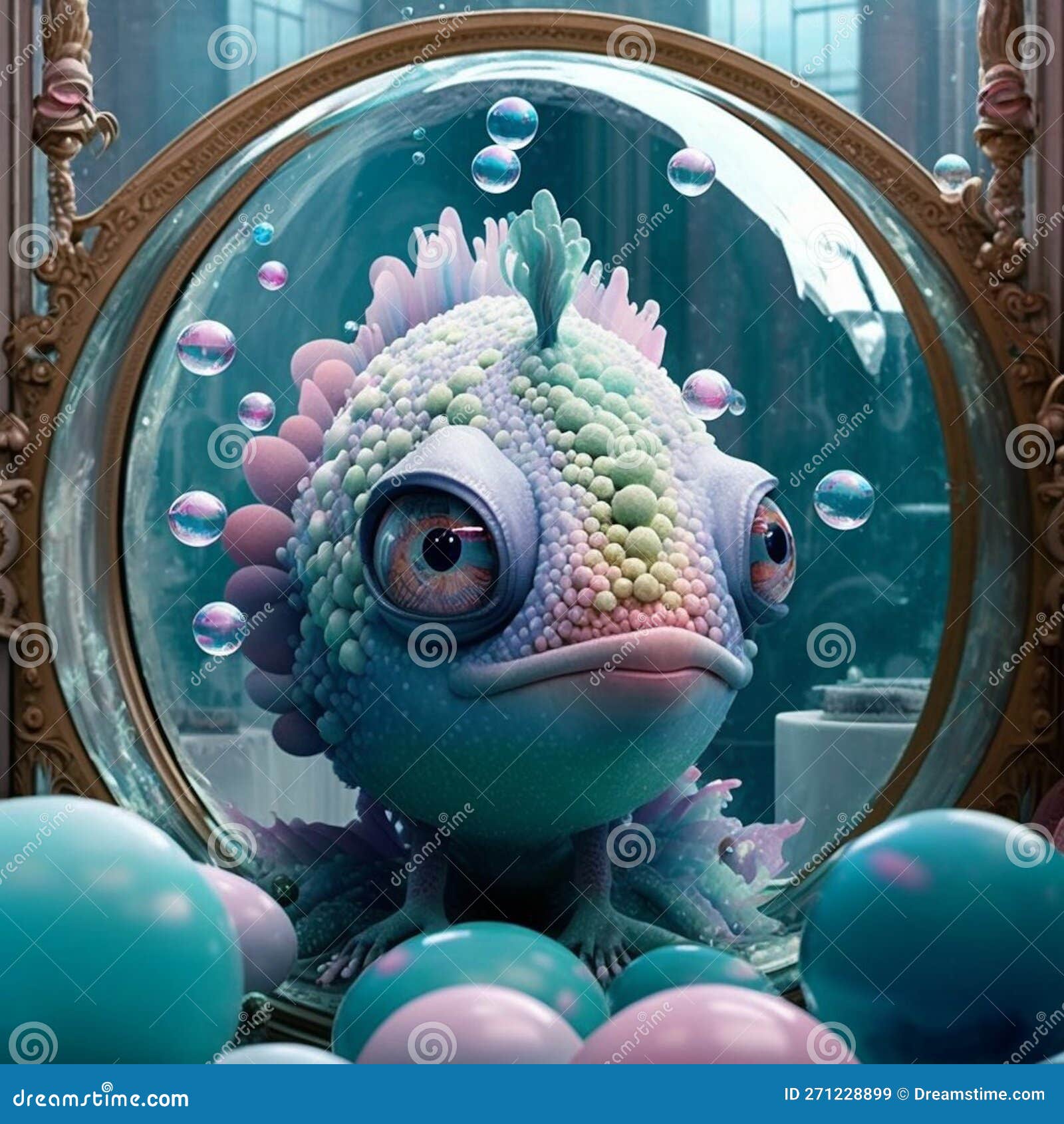 A Pink and Blue Monster Fish Stock Illustration - Illustration of ...