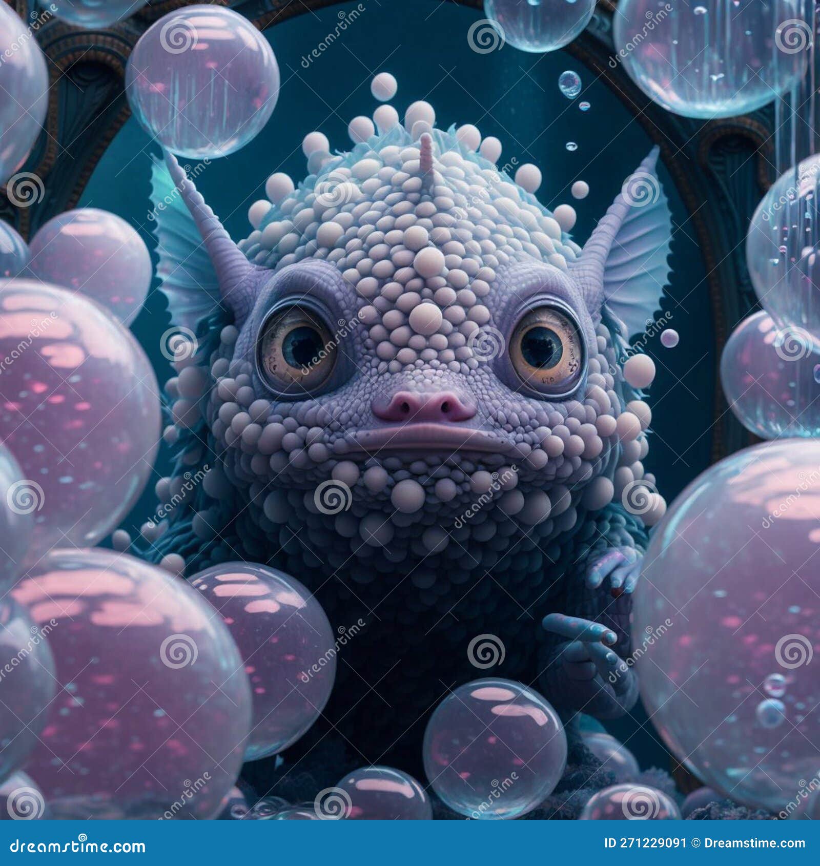 A Pink and Blue Monster Fish Stock Illustration - Illustration of ...