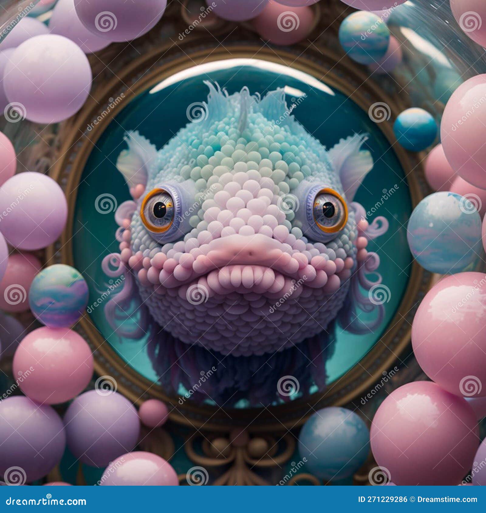 A Pink and Blue Monster Fish Stock Illustration - Illustration of organ ...