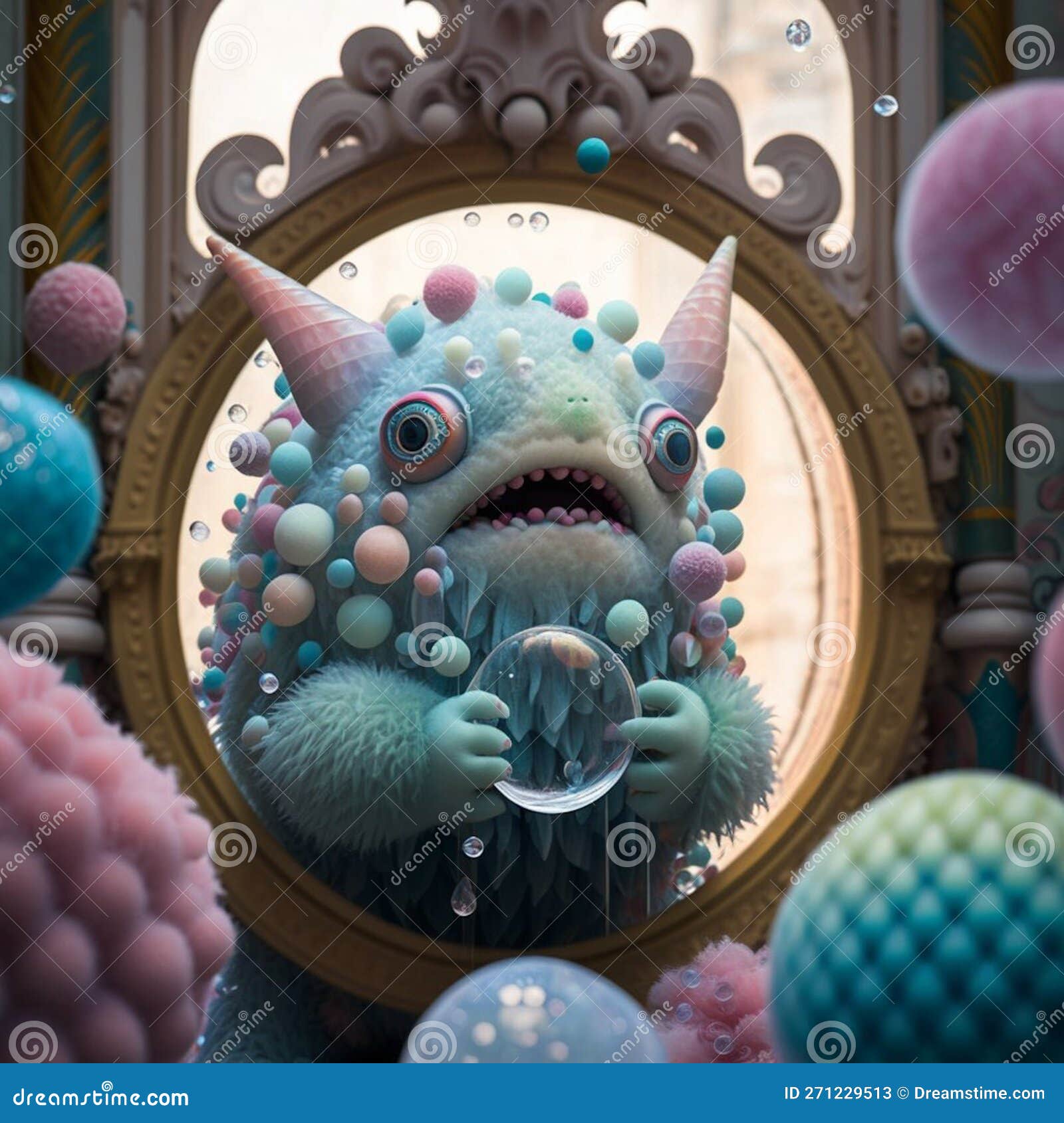 A Pink and Blue Monster Fish Stock Illustration - Illustration of park ...