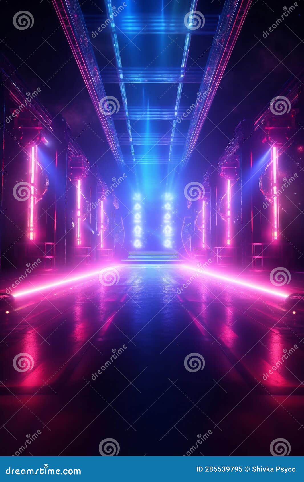 Pink Blue Neon Light Flashing on Stage Generative AI Stock Illustration ...