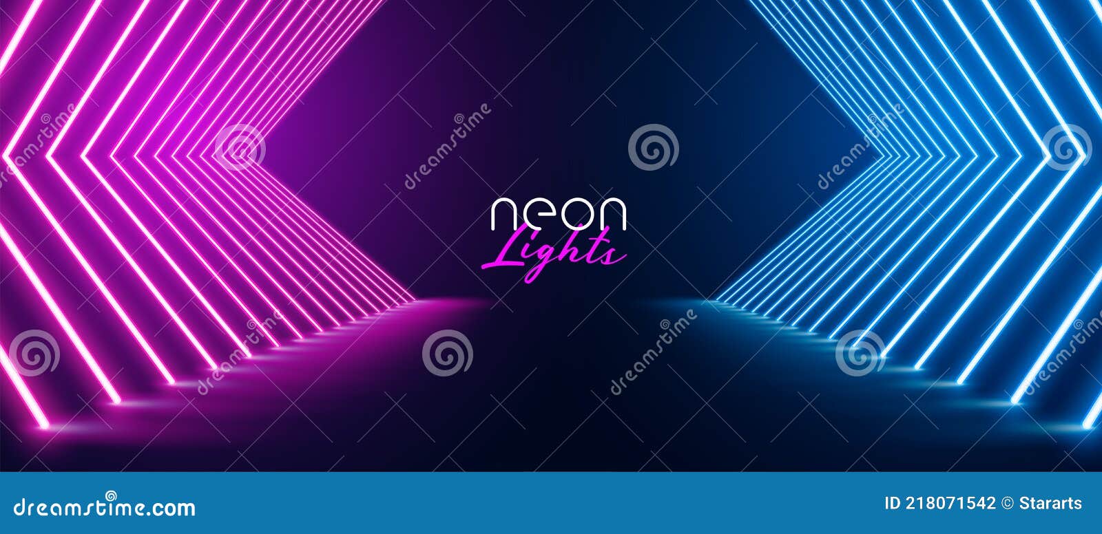 Pink and Blue Neon Stage Path Floor Banner Stock Vector - Illustration ...
