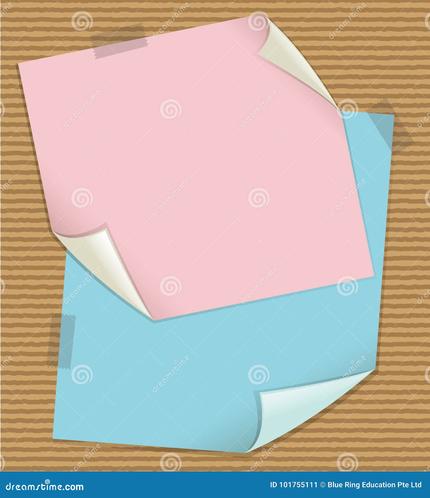 Pink and Blue Notes on Cardboard Background Stock Illustration ...