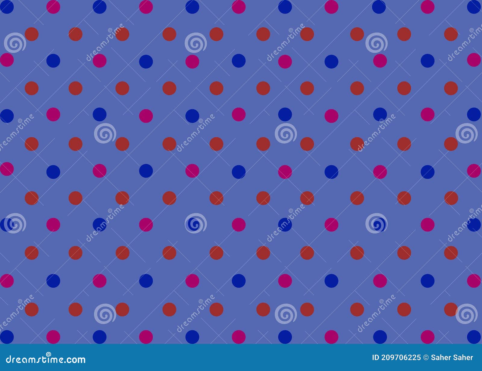 Pink Blue Orange Polka Design with Light Blue Background Stock ...