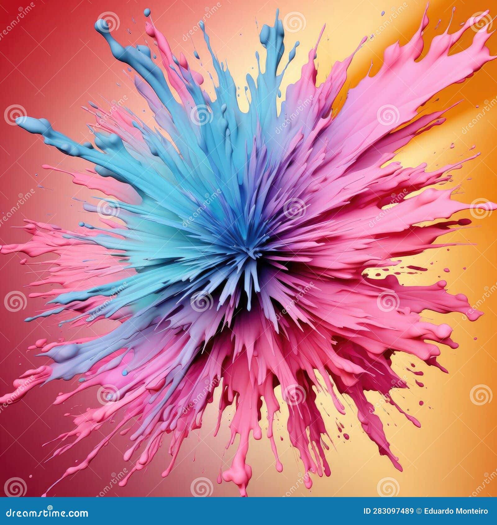 Pink And Blue Paint Splashes Flying In The Air In A Hyperbolic ...