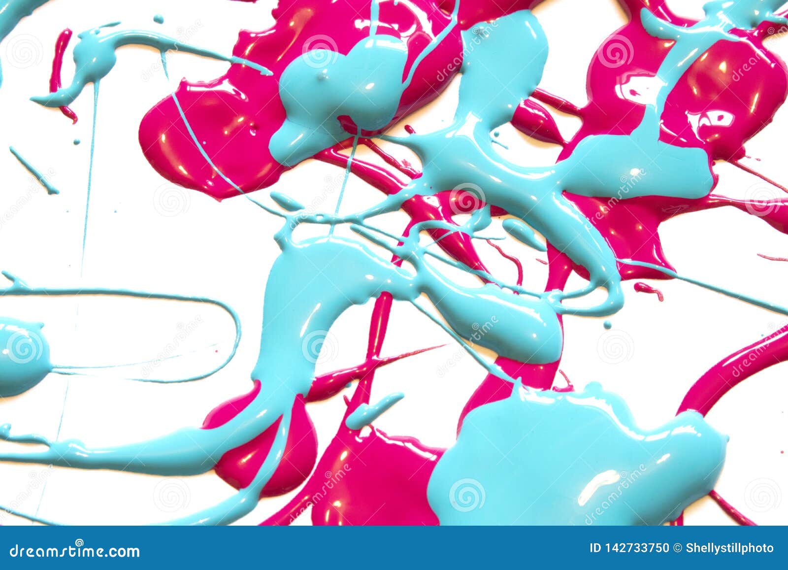Pink and Blue Paint Splats and Abstract Background Decoration Stock ...