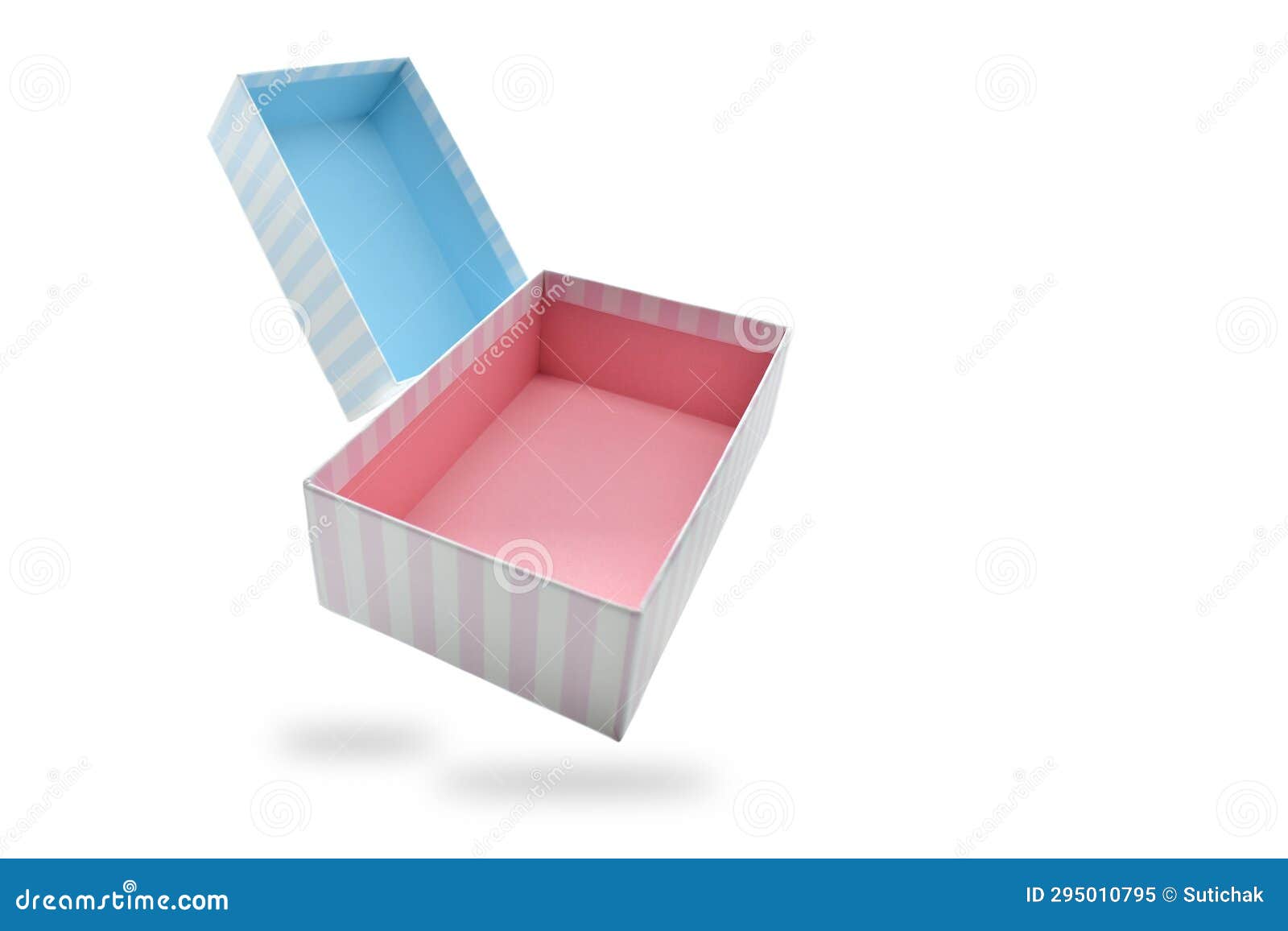 Pink and Blue Paper Box on White Background, Package for Design Stock ...