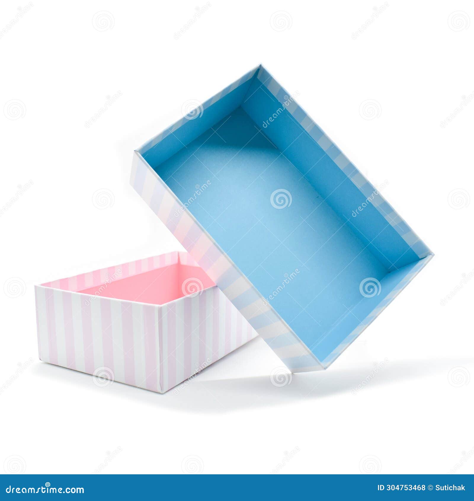 Pink and Blue Paper Box on White Background, Package for Design Stock ...