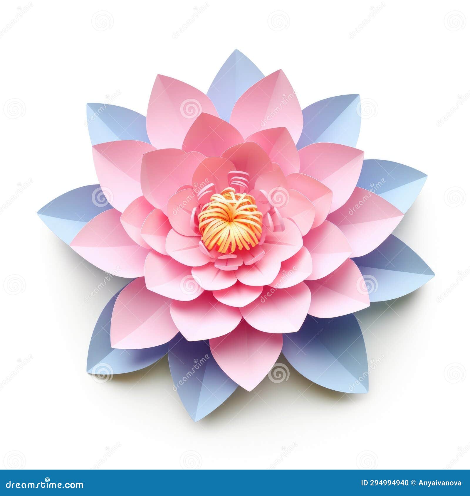 A Pink and Blue Paper Flower on a White Surface, Clipart on White ...