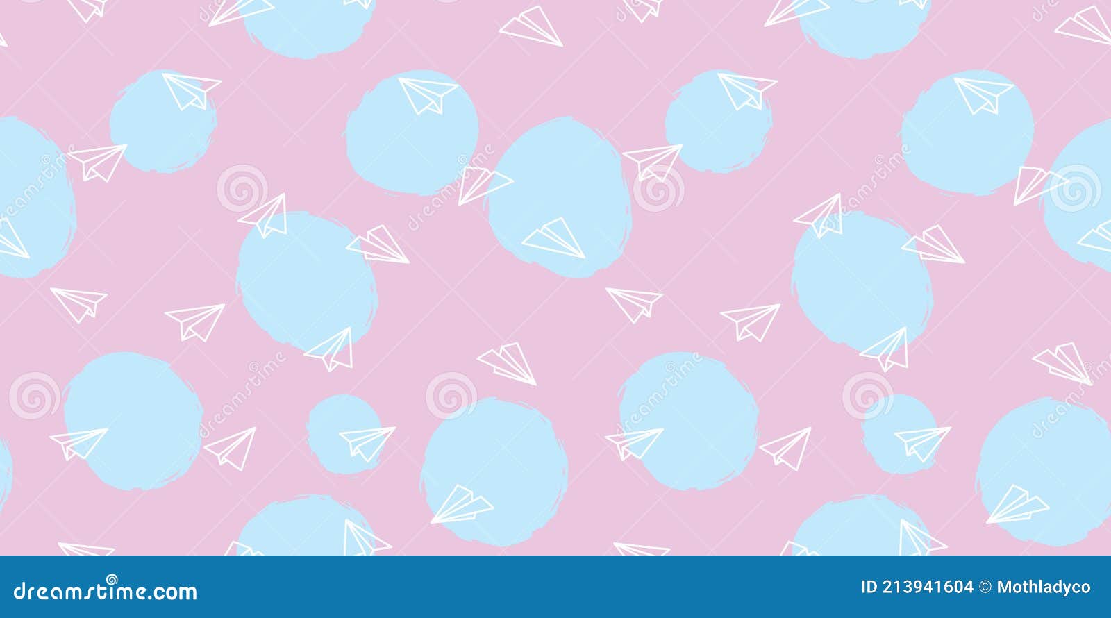 Pink and Blue Paper Plane Seamless Repeat Pattern Vector Background ...
