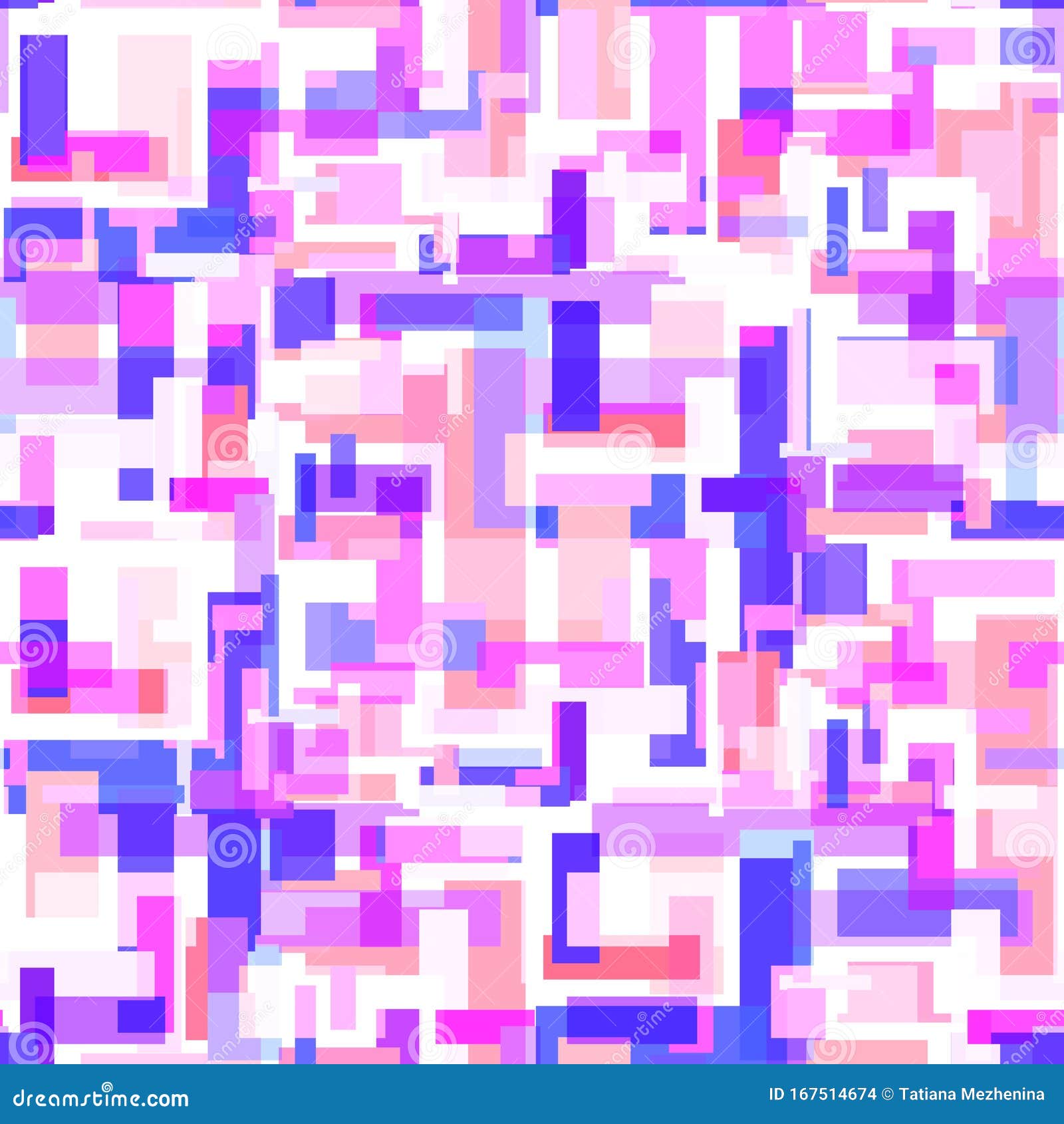 Pink and Blue Pattern with Abstract Rectangles Stock Vector ...