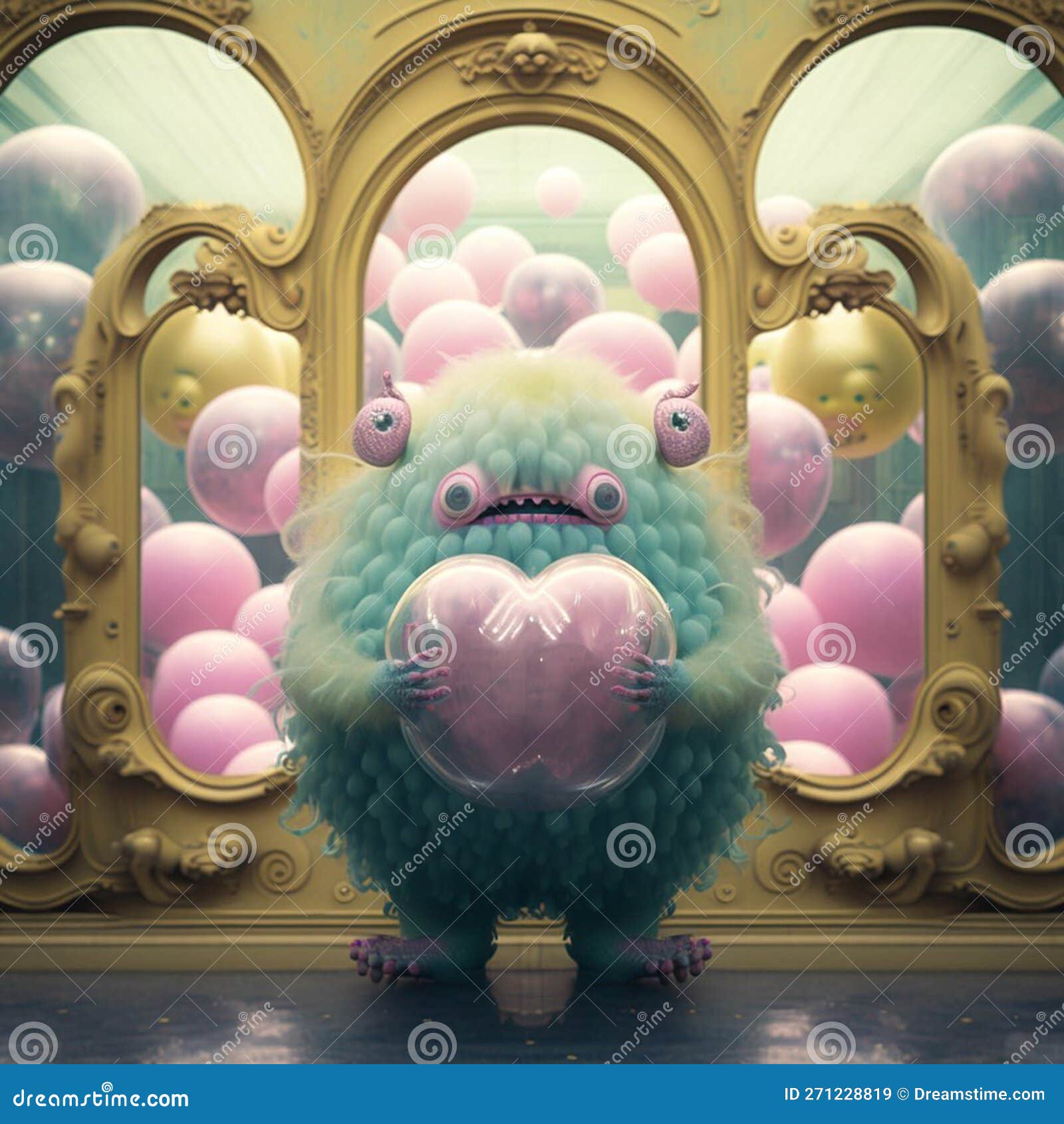 A Pink and Blue Monster Fish Stock Illustration - Illustration of games ...