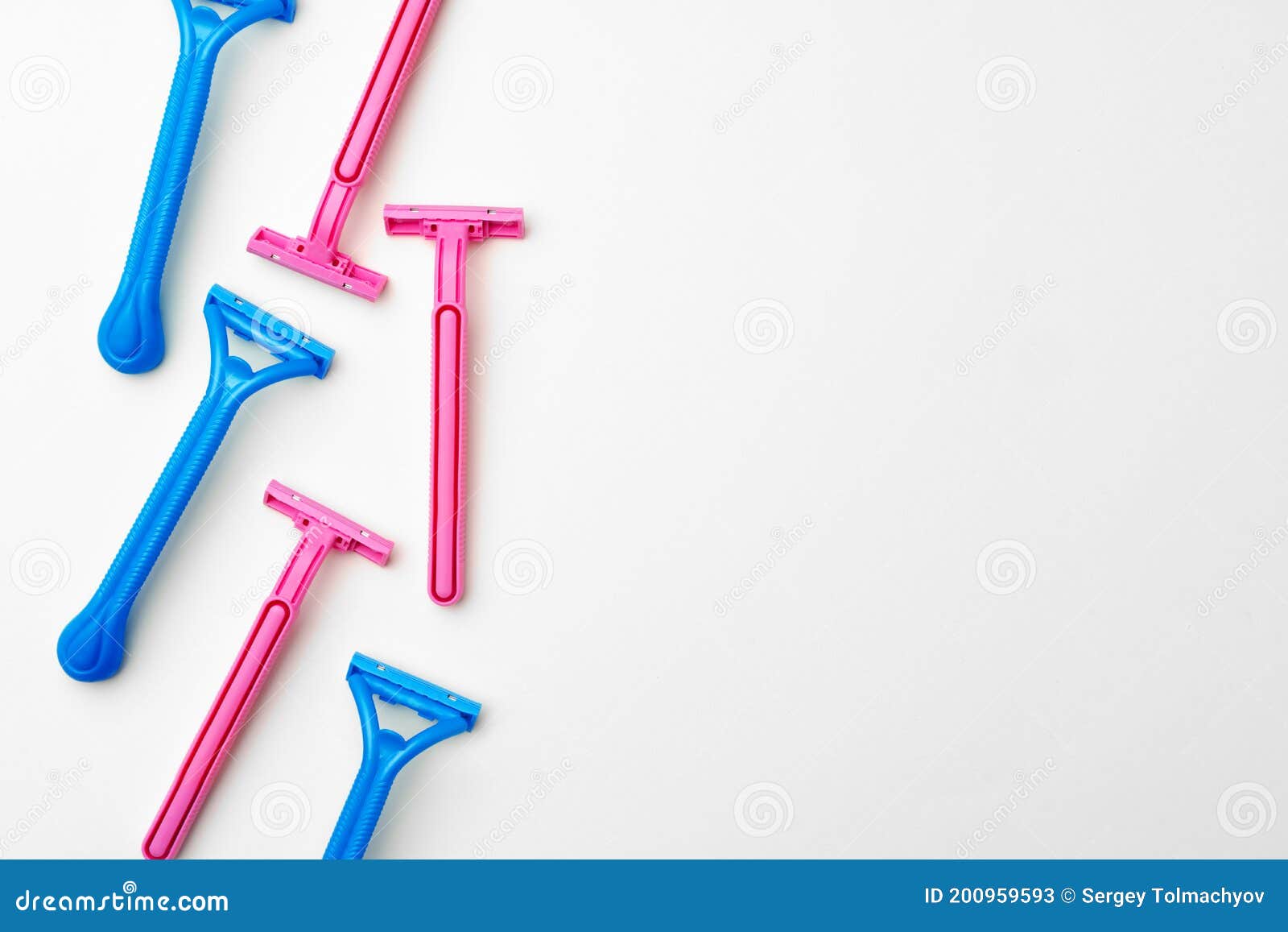 Pink and Blue Razors on White Background Stock Image - Image of tool ...