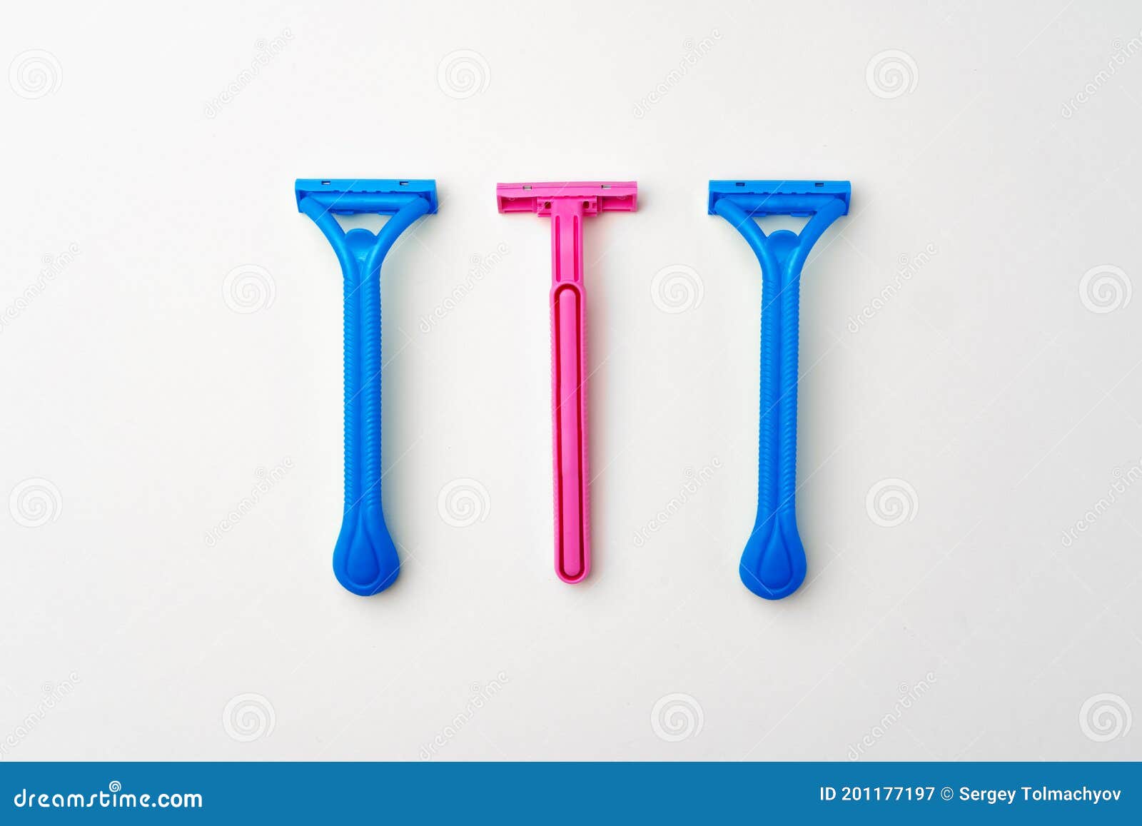 Pink and Blue Razors on White Background Stock Image - Image of shaver ...