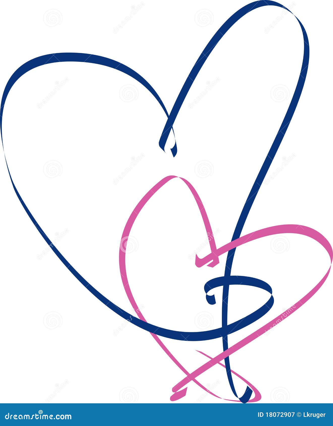 Pink and blue Ribbon heart stock vector. Illustration of hearts - 18072907