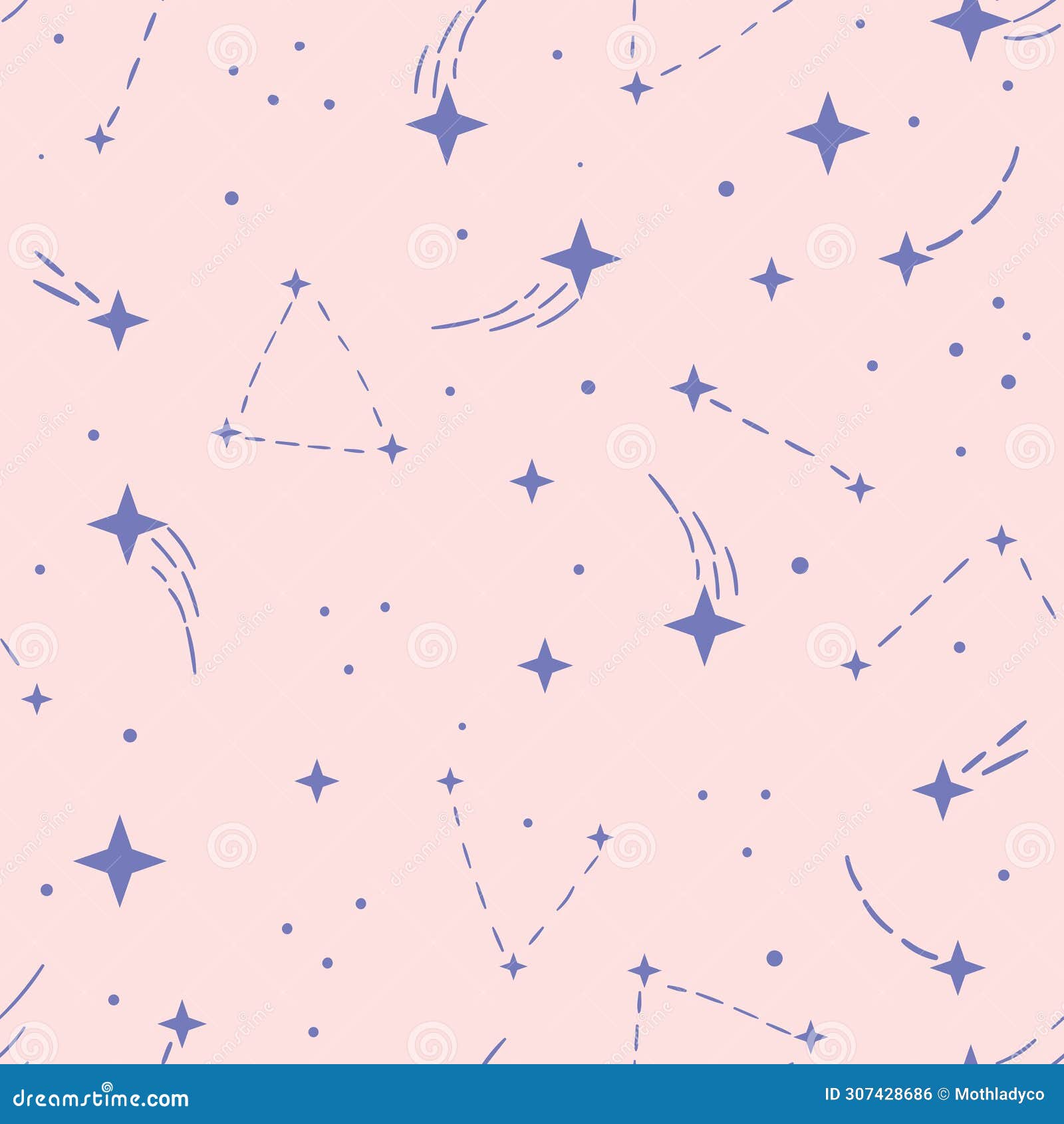 Pink and Blue Shooting Star Galaxy Pattern, Vector Repeat Background ...