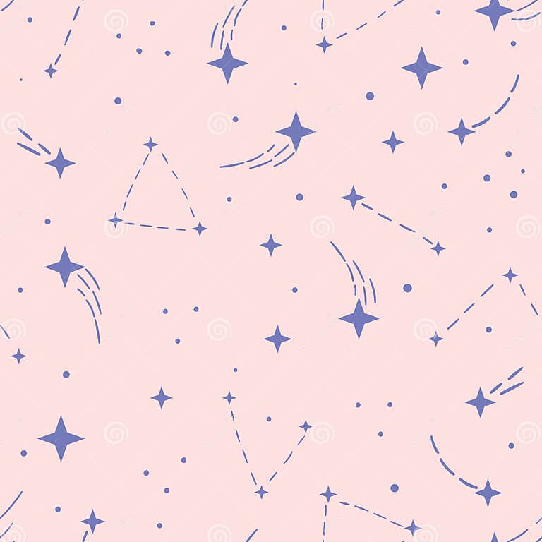 Pink and Blue Shooting Star Galaxy Pattern, Vector Repeat Background ...
