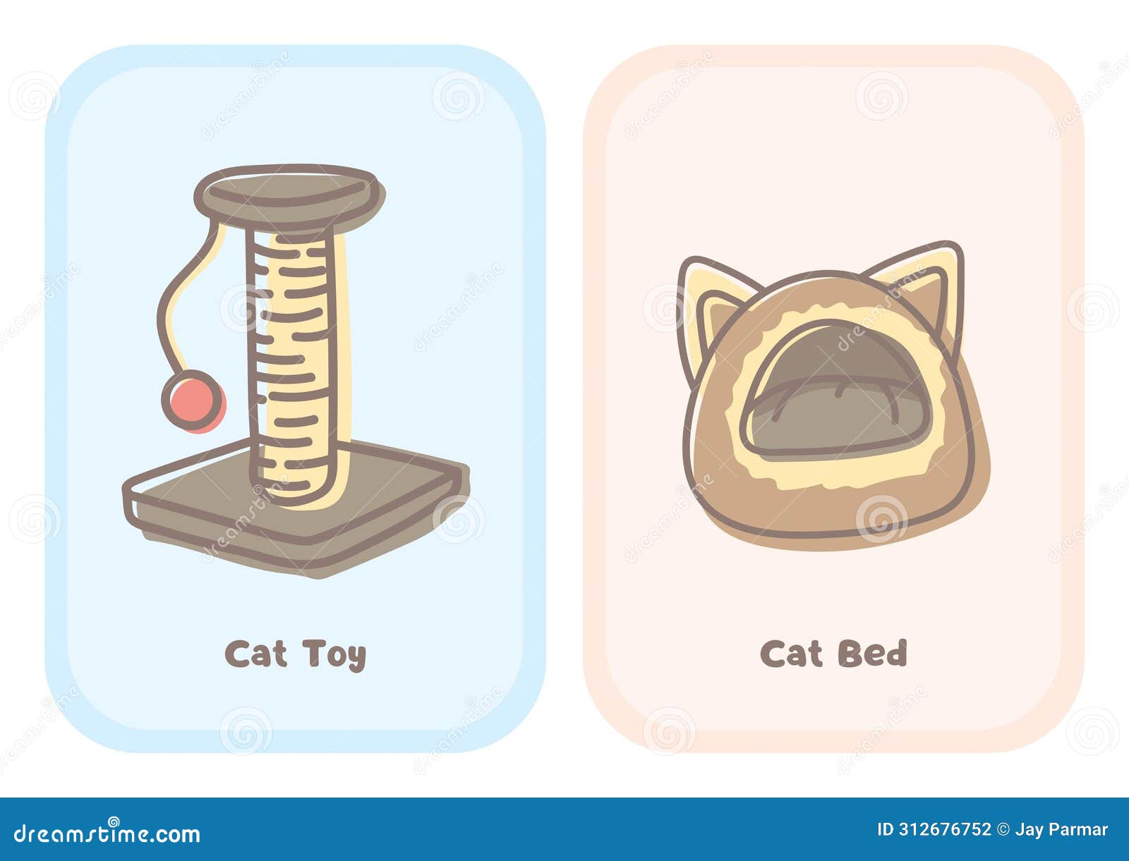 Pink and Blue Simple Pet Shop Flashcard - 2 Stock Illustration ...