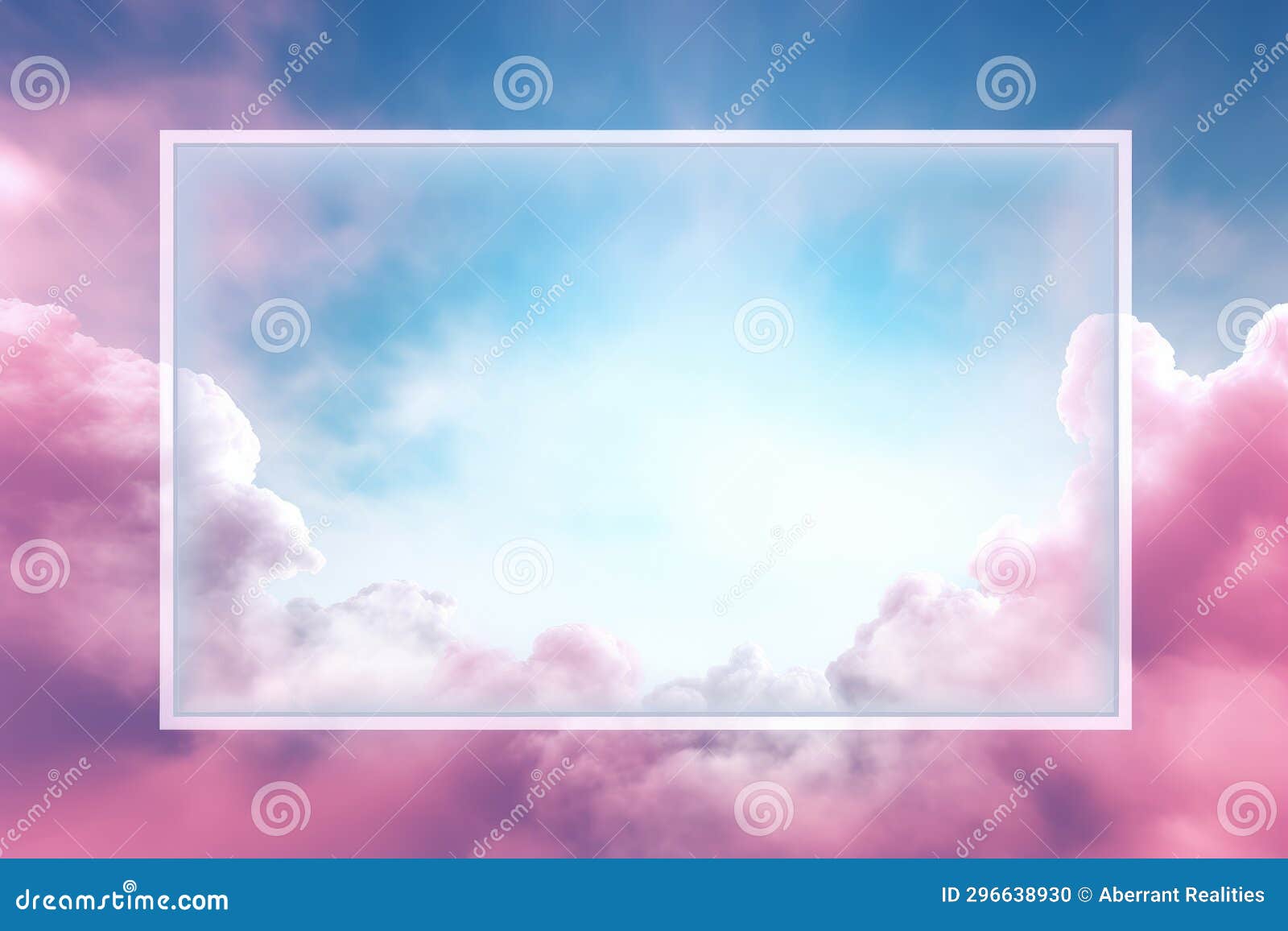 Pink and Blue Sky with Clouds and a Square Frame Stock Illustration ...
