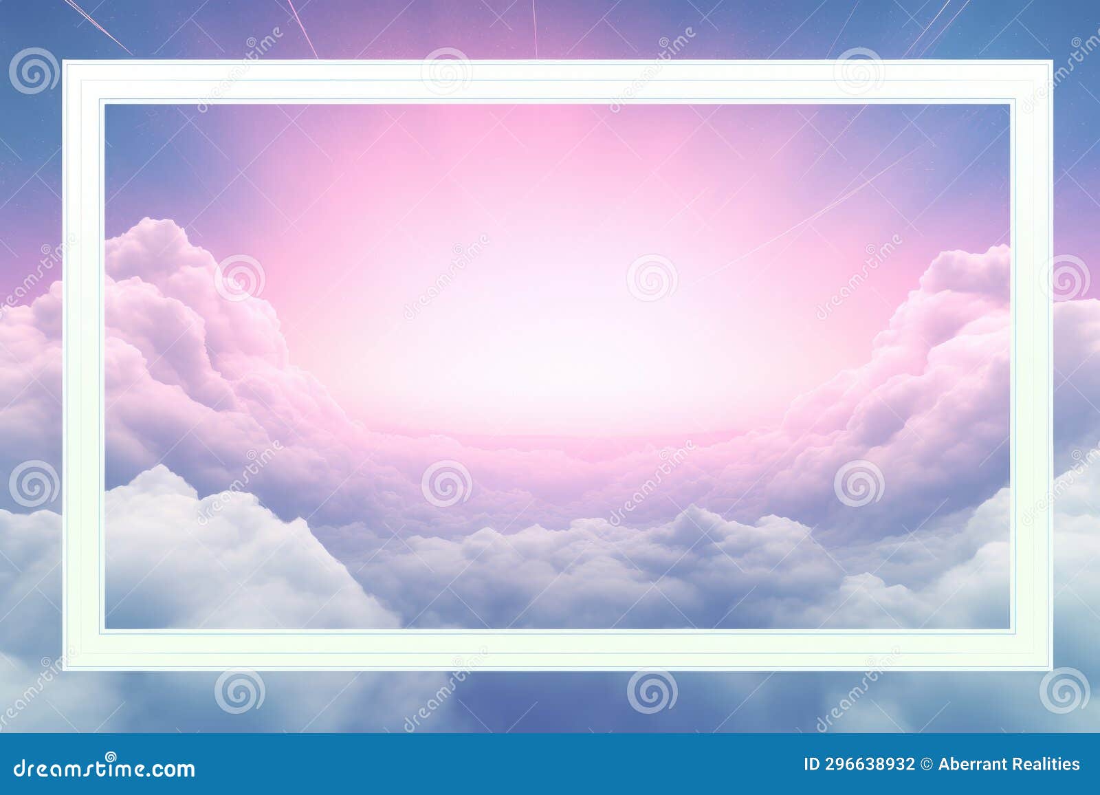 Pink and Blue Sky with Clouds and a White Frame Stock Illustration ...