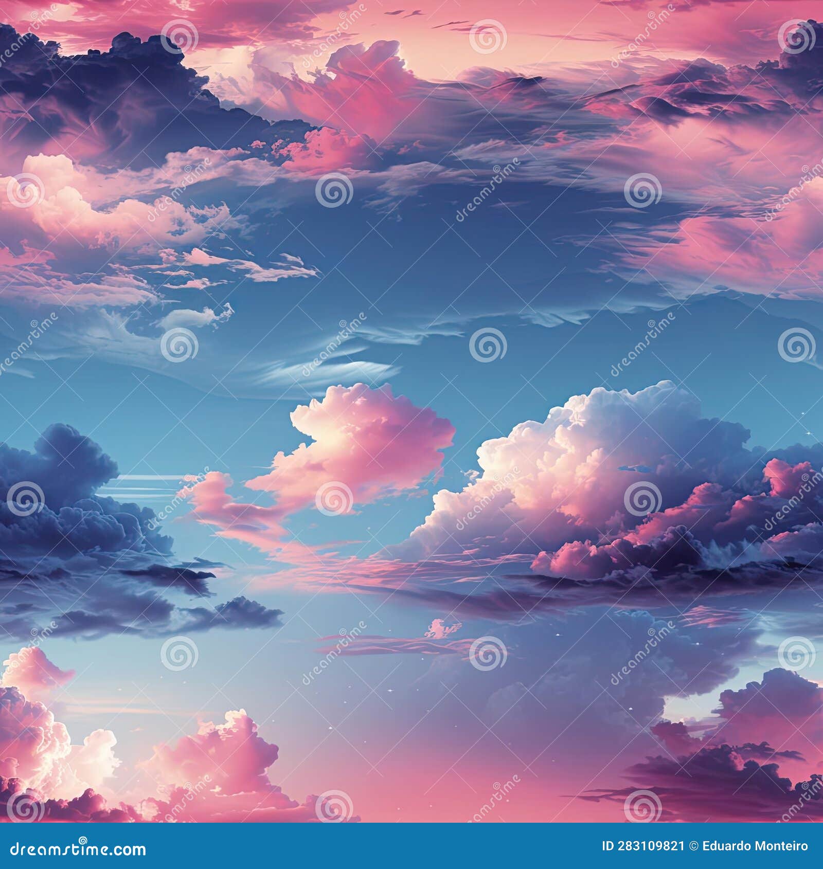 Pink and Blue Sky with Realistic yet Stylized Clouds (tiled) Stock ...