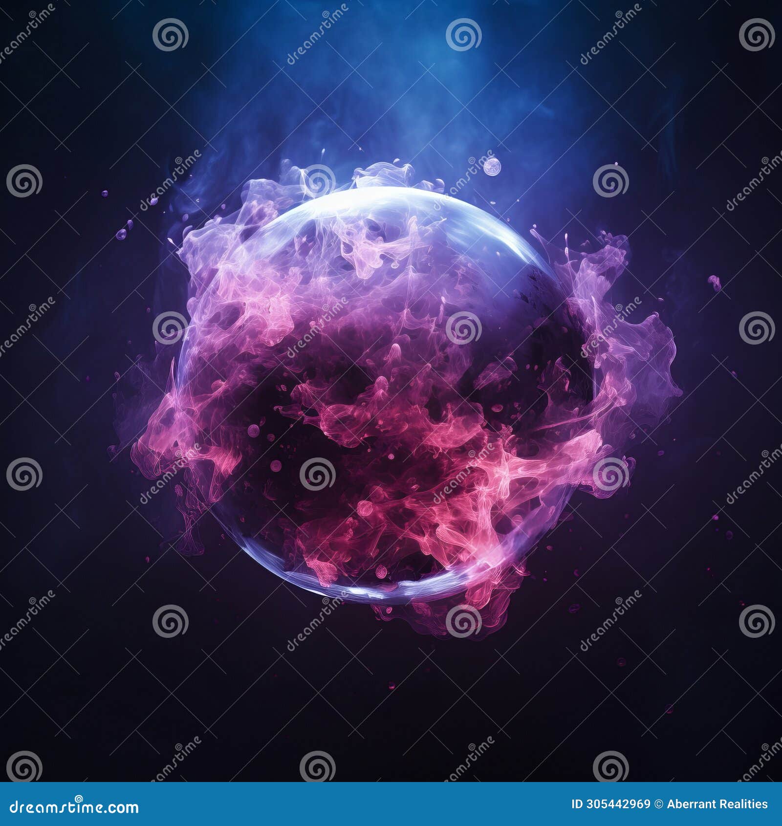 A Pink and Blue Sphere with Smoke Coming Out of it Stock Illustration ...