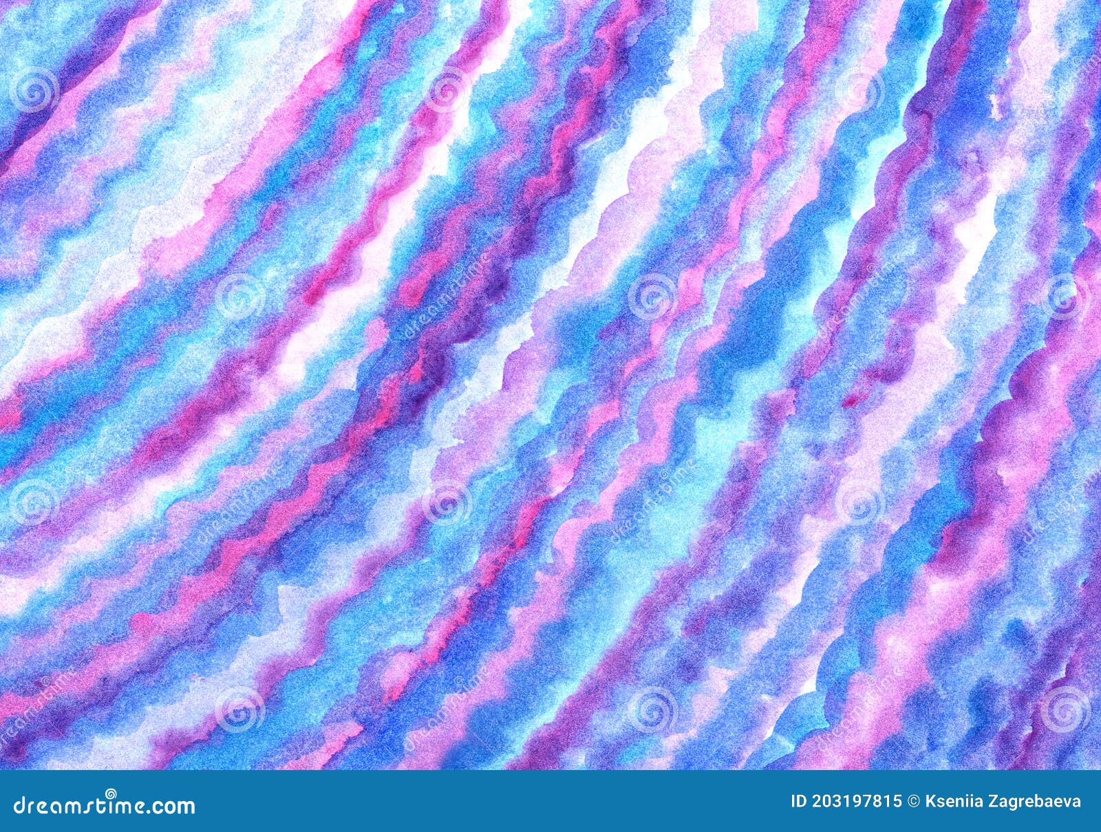 Pink Blue Watercolor Background with Diagonal Waves Stock Illustration ...