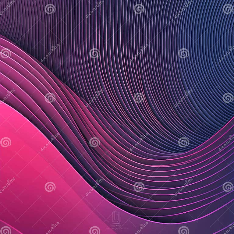 Pink and Blue Waves Flow Over a Vibrant Abstract Landscape. the Result ...