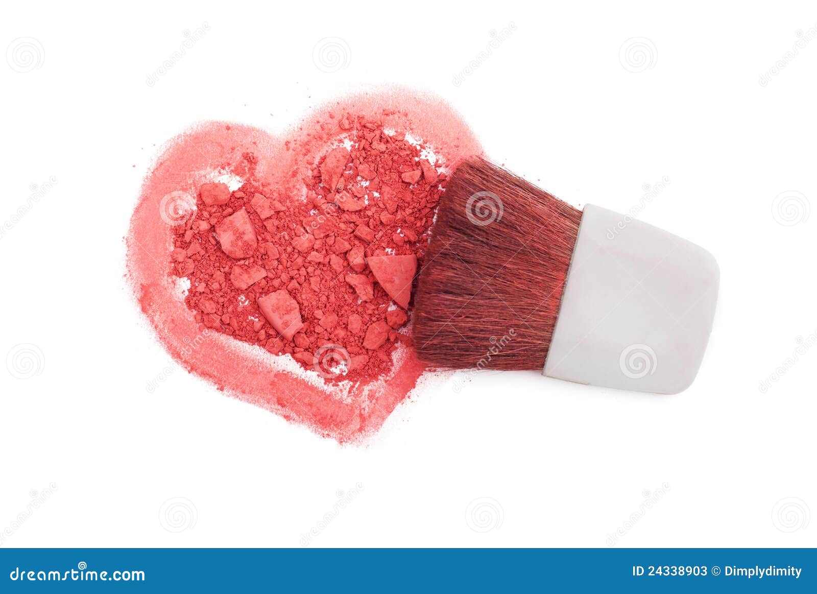 Pink Blush with Brush and Heart Stock Image - Image of heart, rouge ...