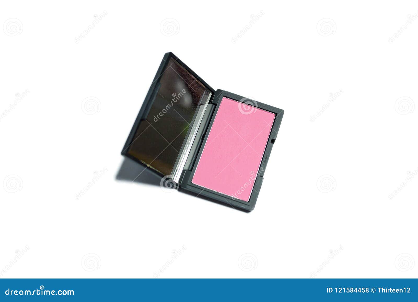 Pink Blusher in Black Compact Box with Mirror Stock Photo - Image of ...