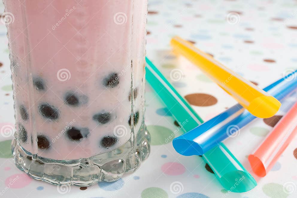 Pink Boba Tea stock image. Image of cold, pink, milk - 14922127