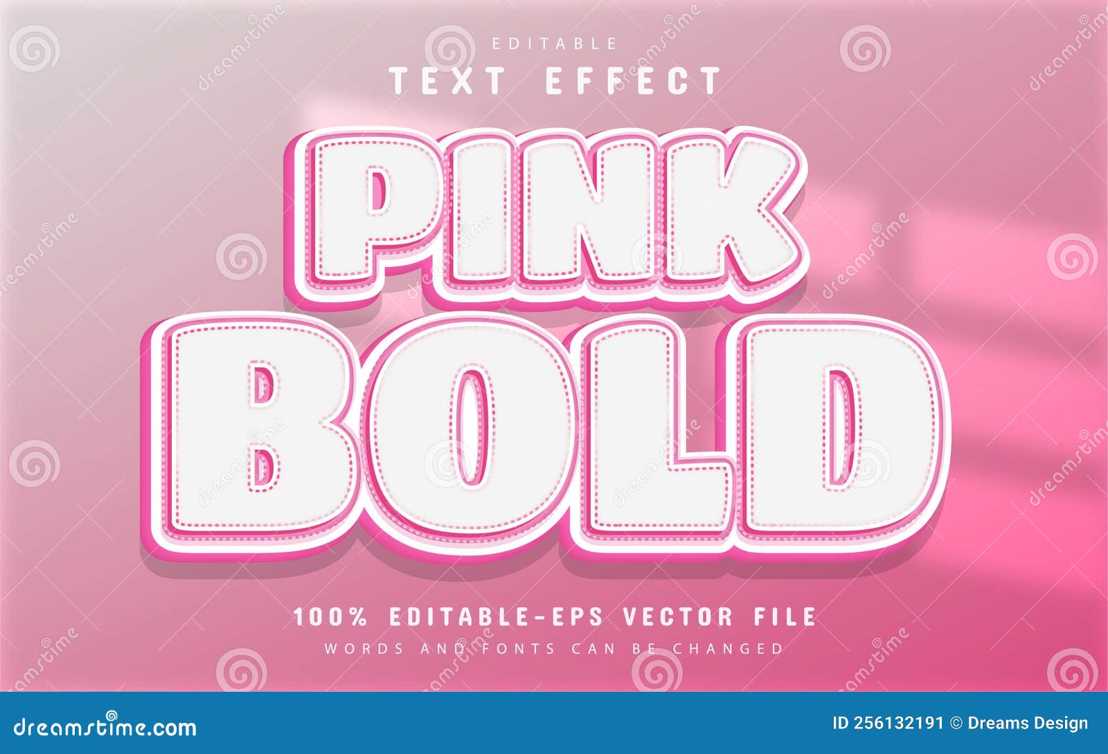 Pink Bold Text Effect Editable Stock Vector - Illustration of typo ...