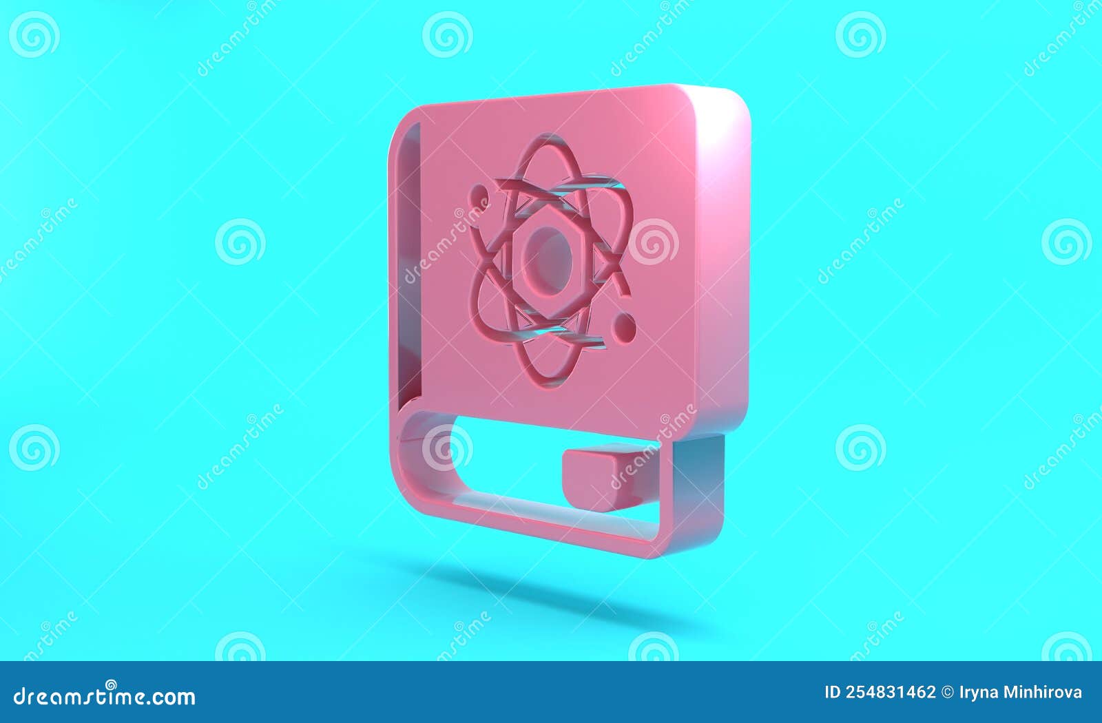 Pink Book about Physics Icon Isolated on Turquoise Blue Background ...