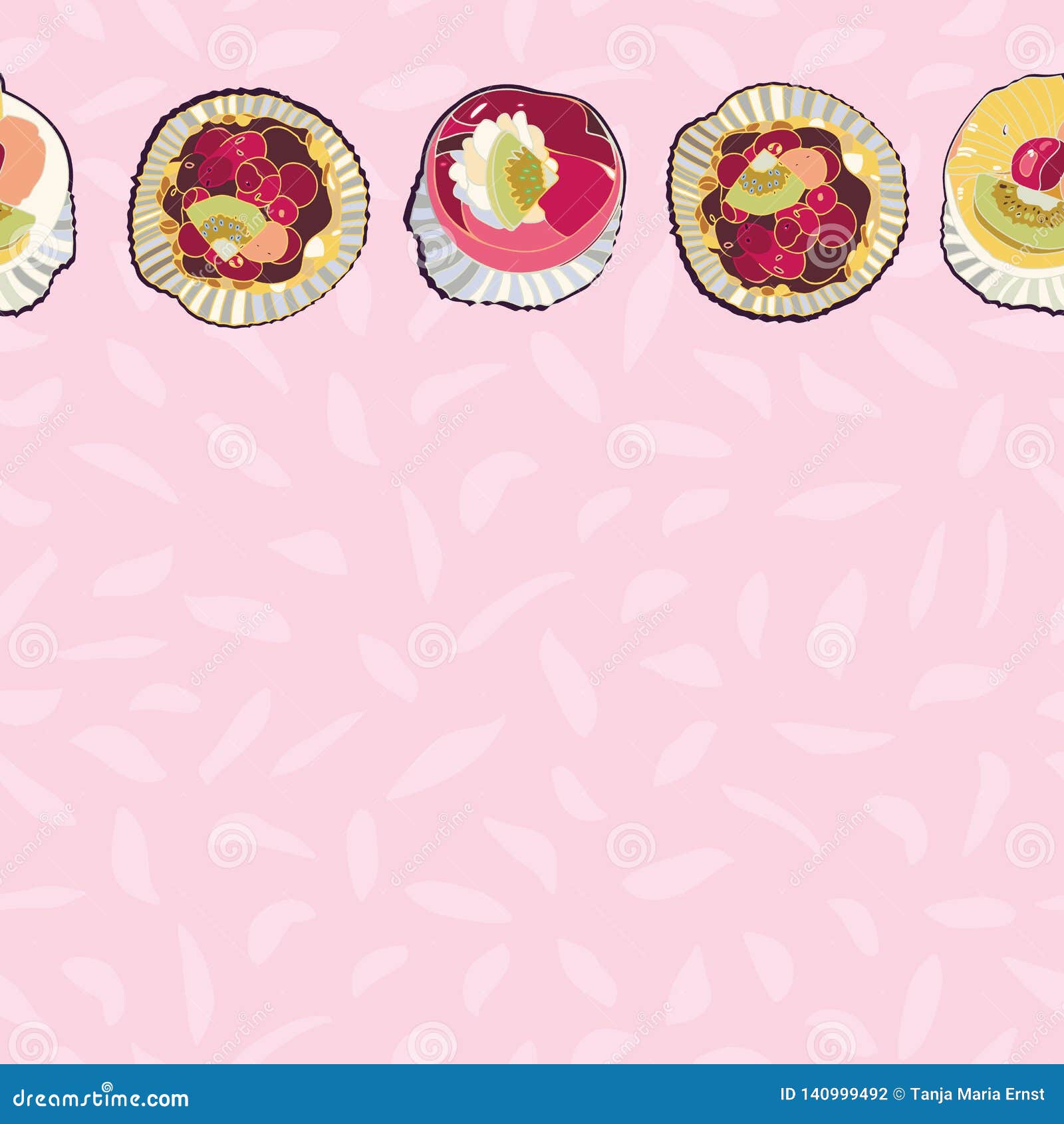 Pink border with pastry. stock vector. Illustration of cake - 140999492