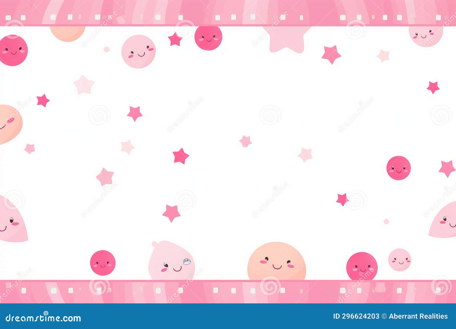 A Pink Border with Stars and Smiley Faces Stock Illustration ...