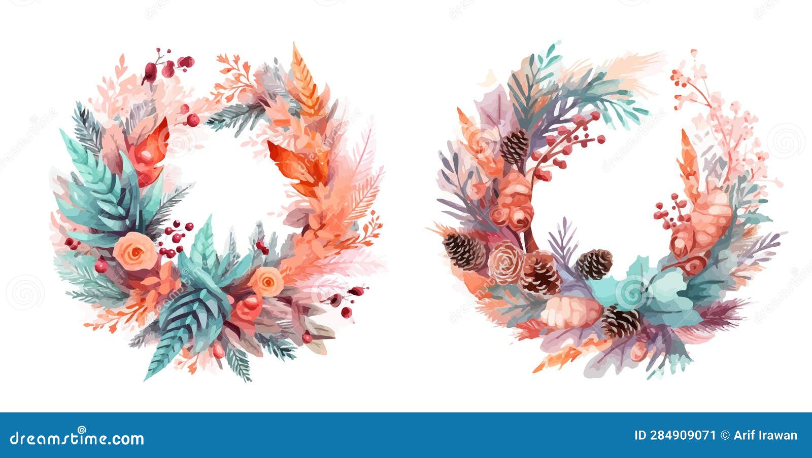 Pink Botanical Flower Border Frame Element Set Different Style Vector ...