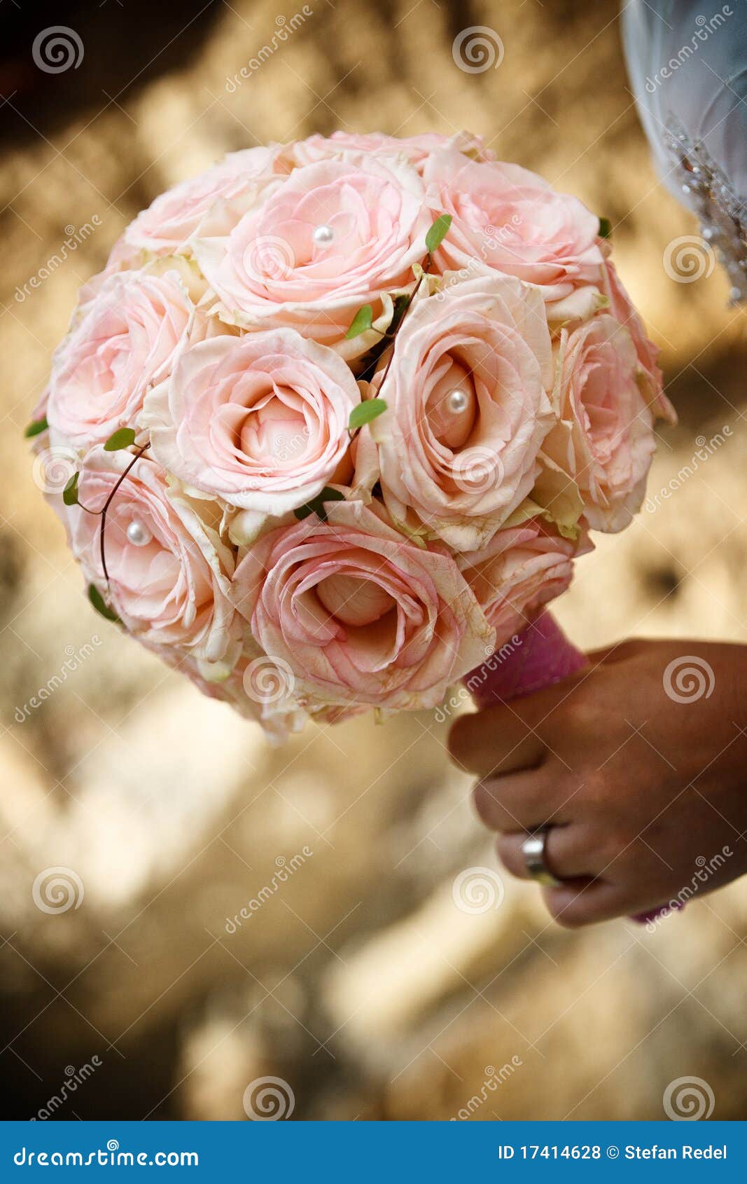 Pink Bouquet in Brides Hand Stock Photo - Image of bridal, white: 17414628